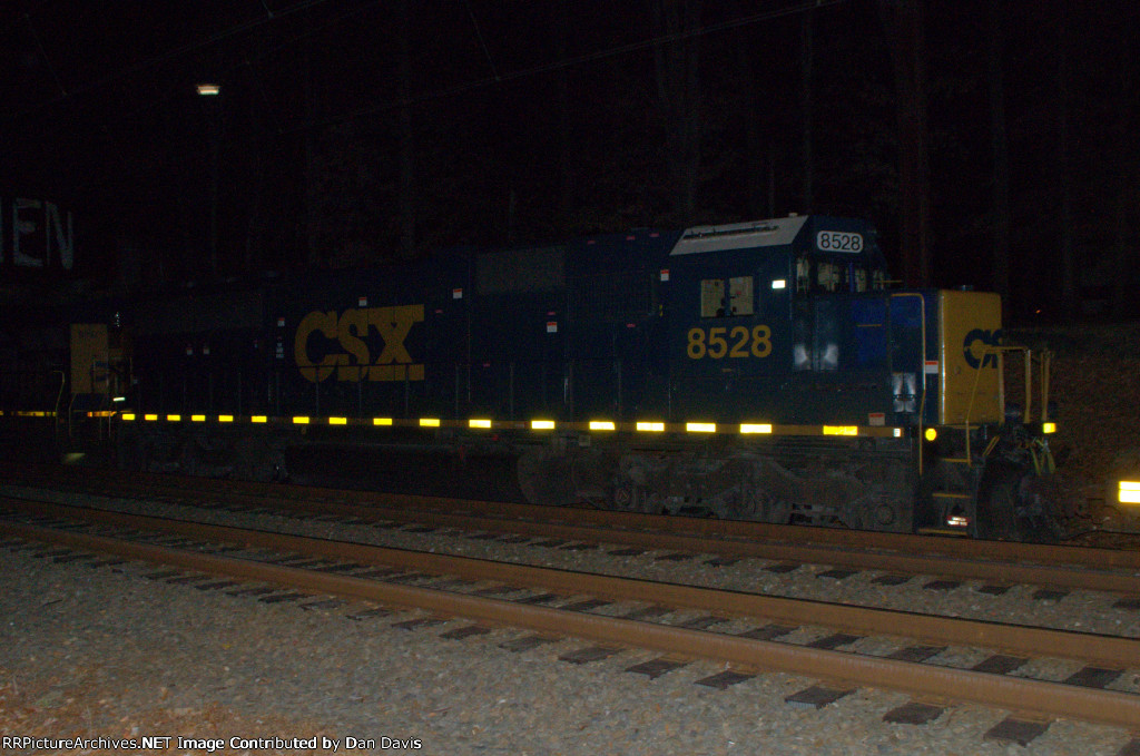 CSX SD50-2 8528 trails on Q702-19